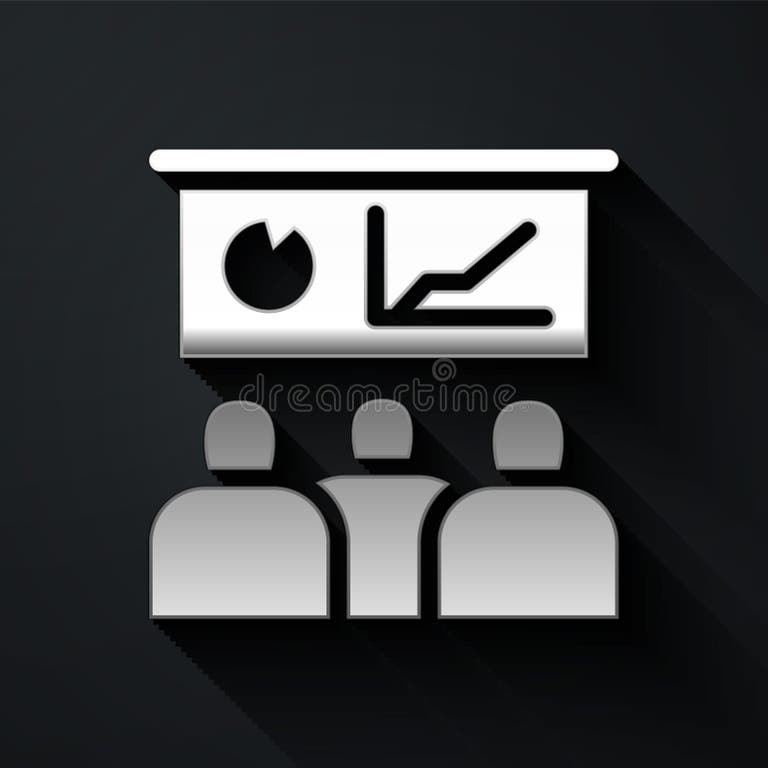 Silver Training, Presentation Icon Isolated on Black Background. Long ...