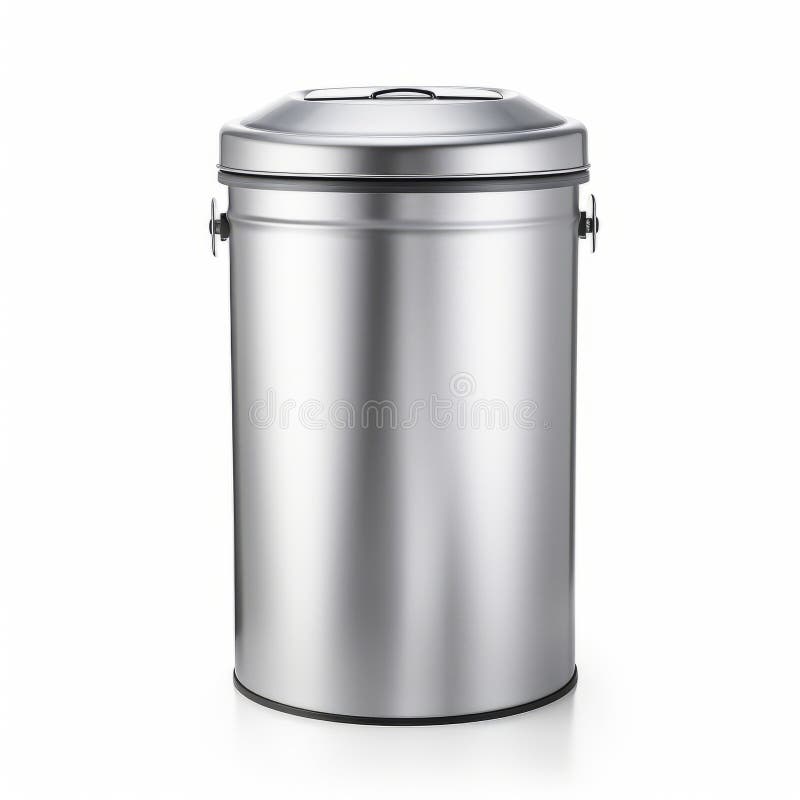 Silver Trash Garbage Can Isolated Stock Photo - Illustration of trash ...