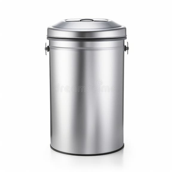 Silver Trash Garbage Can Isolated Stock Photo - Illustration of trash ...