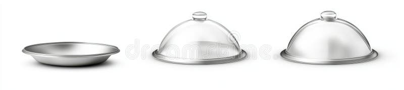 A Silver Tray with a Closed and Open Cloche Viewed from Different ...