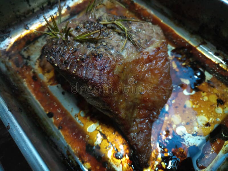 Succulent Cooked Beef Cut Seasoned Stock Photo - Image of beef ...