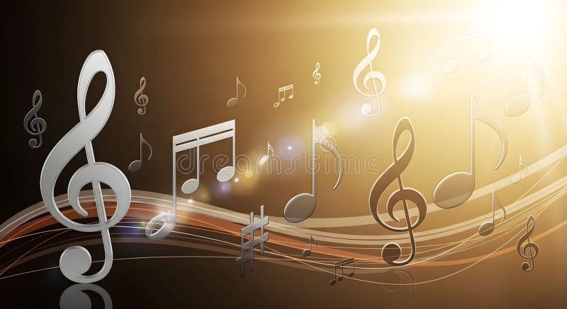 Silver Treble Clef and Musical Notes on Warm Gradient Background Stock ...