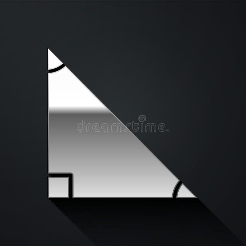Silver Triangle Math Icon Isolated on Black Background. Long Shadow ...