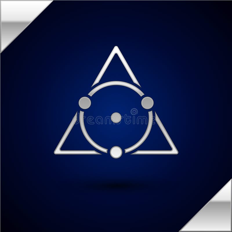 Silver Triangle Math Icon Isolated on Dark Blue Background. Vector ...