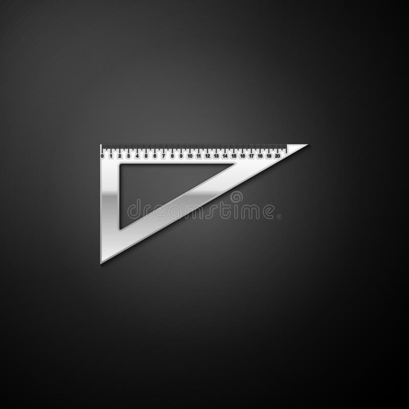 Silver Triangular Ruler Icon Isolated on Black Background. Straightedge ...