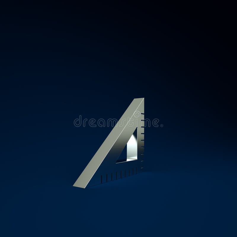 Silver Triangular Ruler Icon Isolated on Blue Background. Straightedge ...