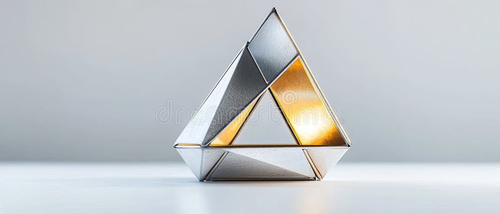 A Silver Triangular Structure with a Golden Glow Inside Stock ...