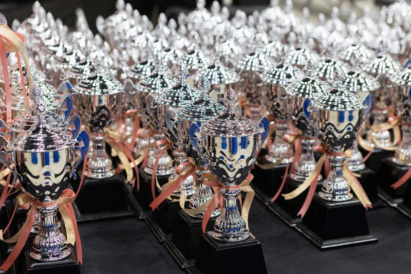 Silver Trophies Arranged for the Winners of the Contest Editorial Photo ...