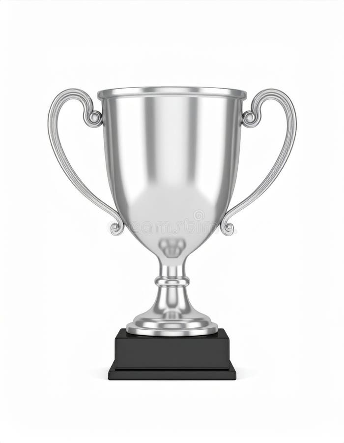 Silver Trophy on Black Base Against White Background Stock Illustration ...