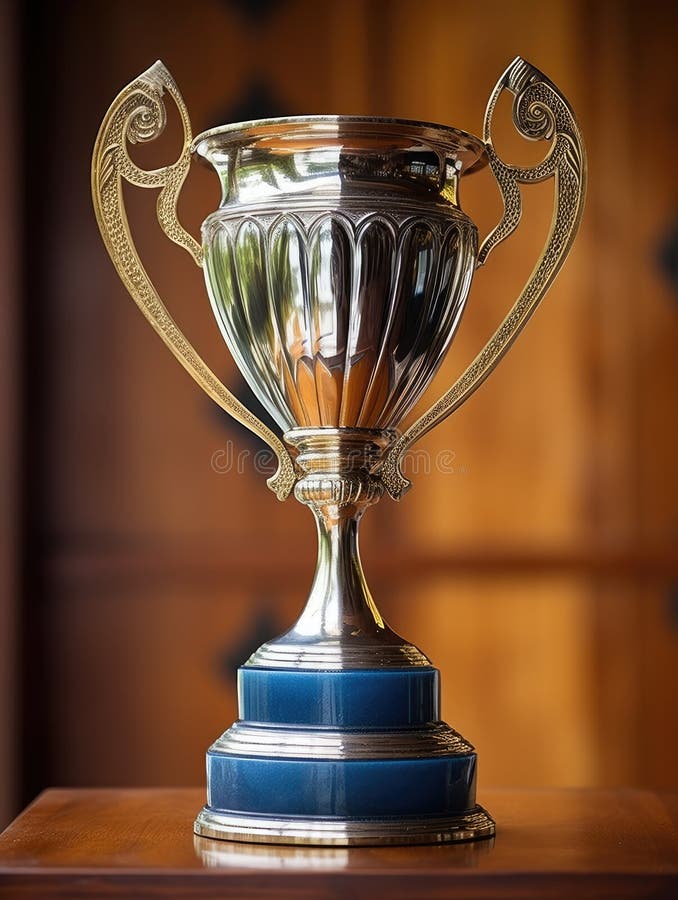 A Silver Trophy with a Blue Base Stock Illustration - Illustration of ...