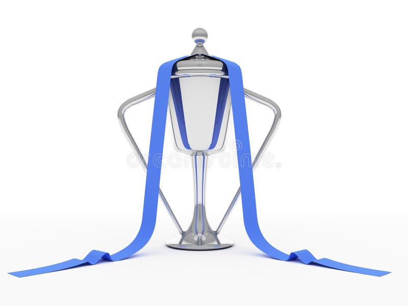 Silver Trophy with Blue Ribbon Stock Illustration - Illustration of ...