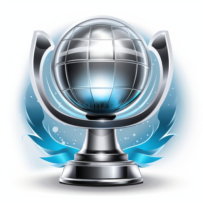 A Silver Trophy with a Blue Ribbon Around it Stock Illustration ...