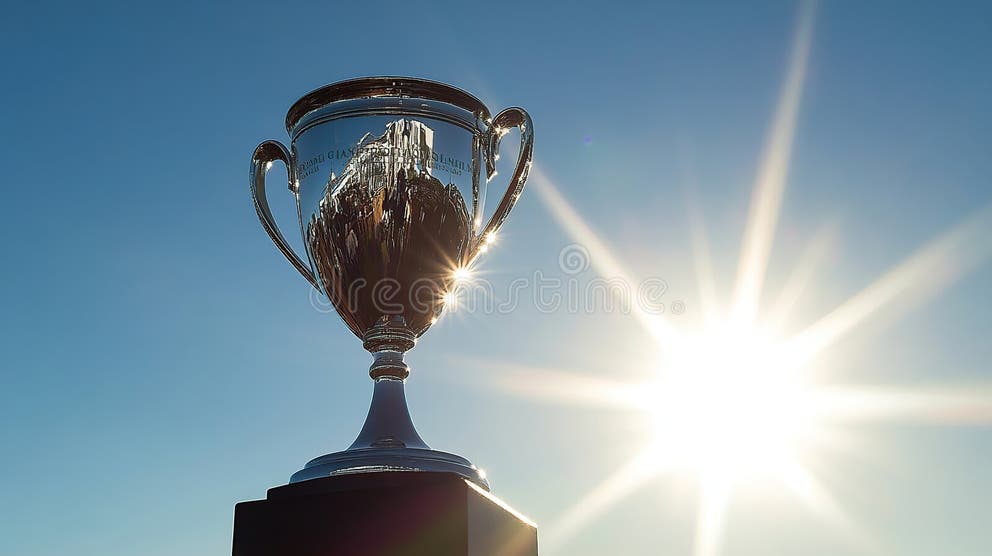 Silver Trophy Cup Against a Bright Sun Stock Image - Image of trophy ...