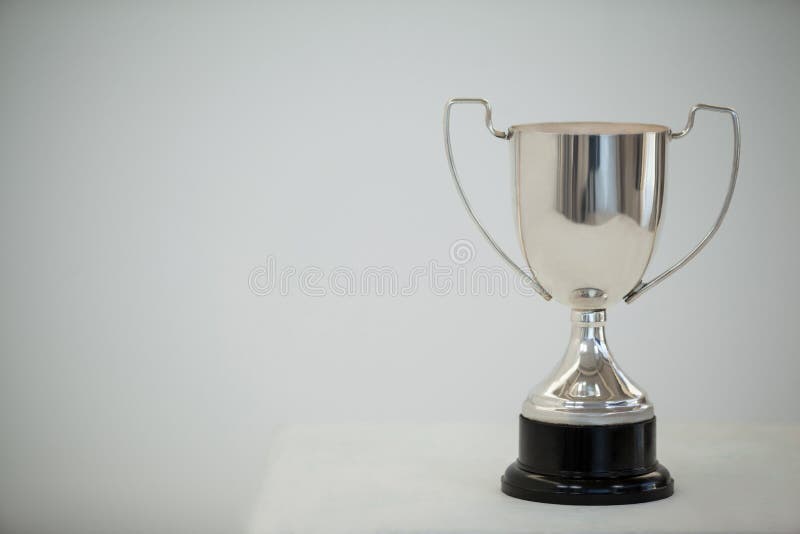 Silver Trophy On Grey Background Stock Photo - Image of studio ...