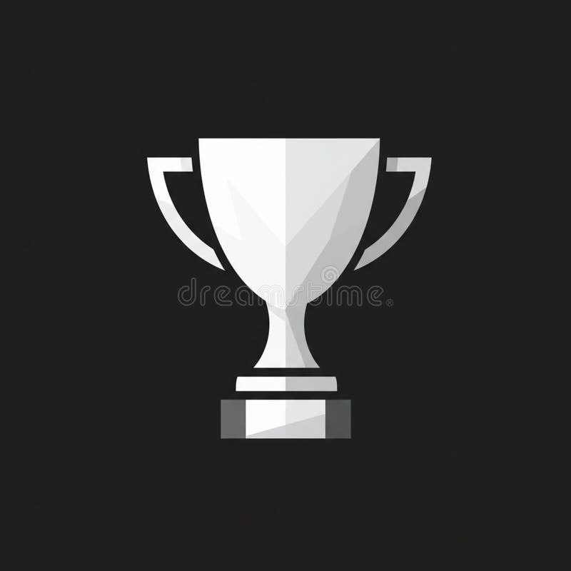 Silver Trophy Icon with Angular, Geometric Design on a Black Background ...