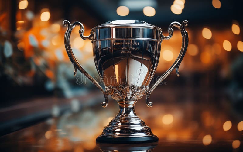 Silver Trophy on Table. Generative AI Stock Illustration - Illustration ...