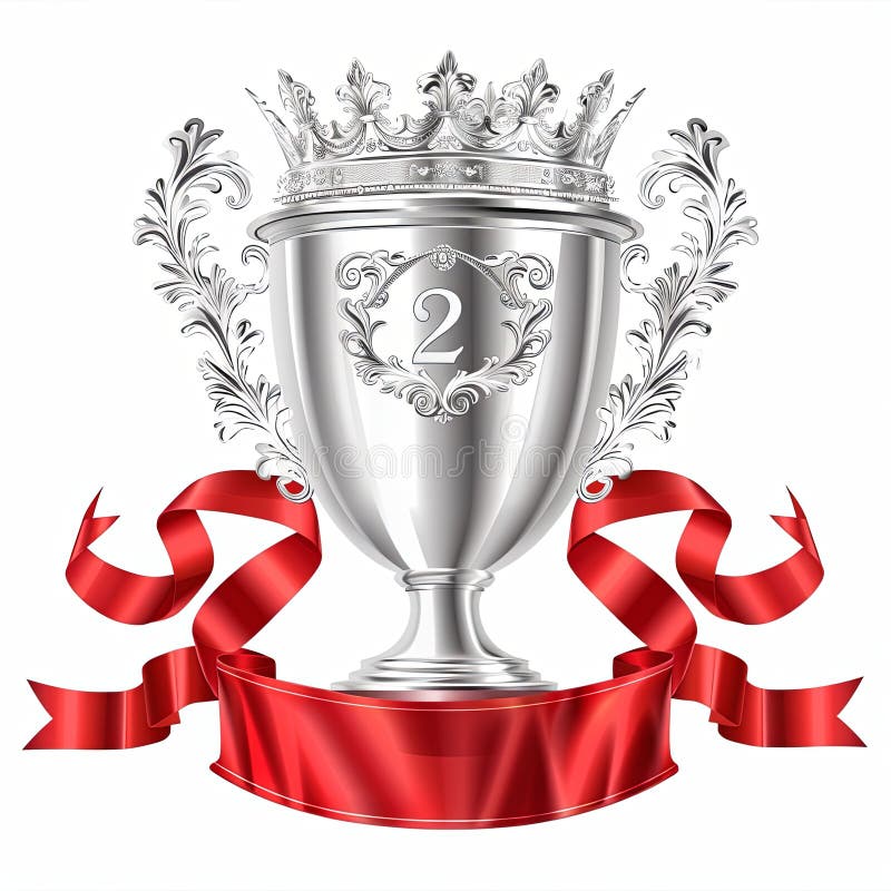 A Silver Trophy with a Red Ribbon Stock Vector - Illustration of ribbon ...