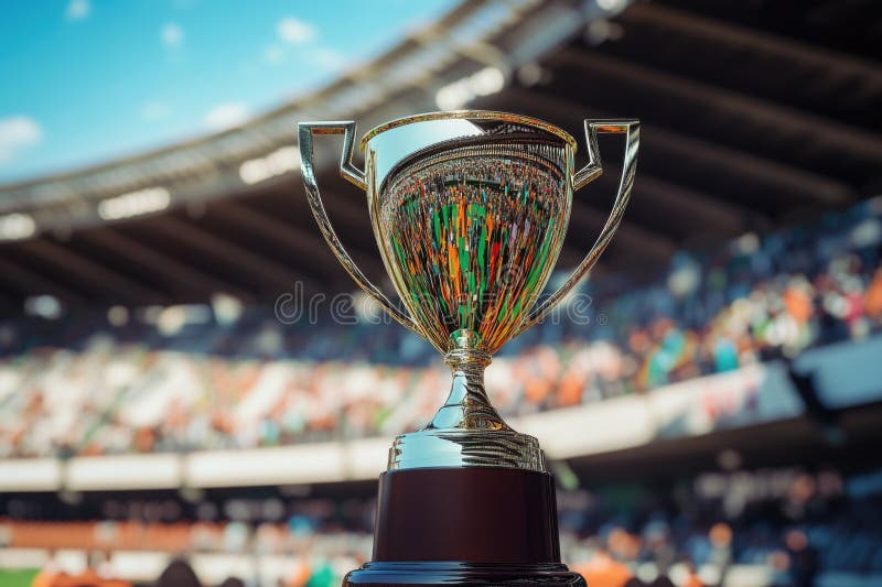A Silver Trophy Sits Atop a Wooden Table, Ready for Display or ...