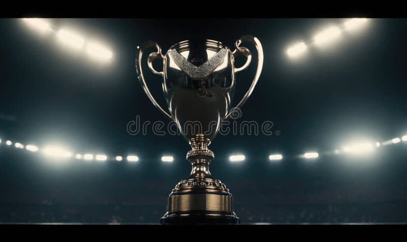 A Silver Trophy Sits in the Spotlight, Ready for the Winning Team Stock ...