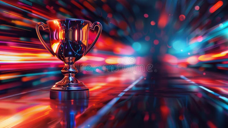 A Silver Trophy is Sitting on a Table with a Lot of Sparkles Around it ...