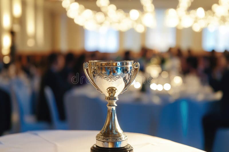 A Silver Trophy Sitting on a Table, Perfect for Awards and Recognition ...