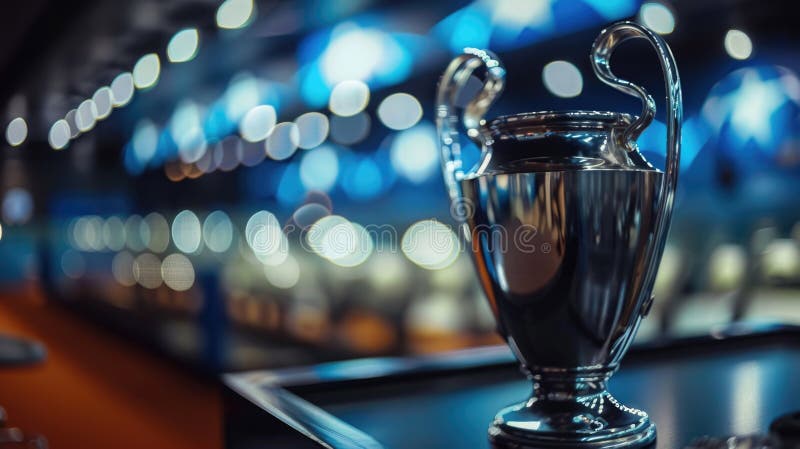 A Silver Trophy is Sitting on a Table. the Trophy is Shiny and Has a ...