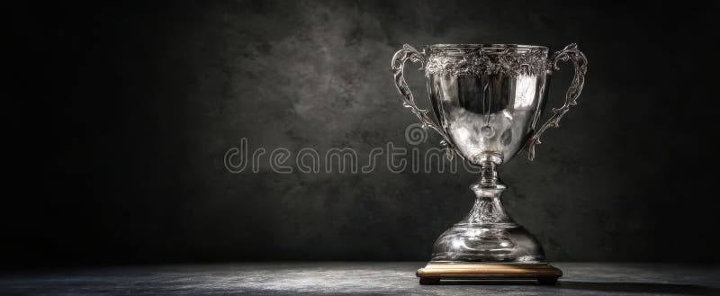 The Silver Trophy Symbolizing Achievement and Success in a Dark ...