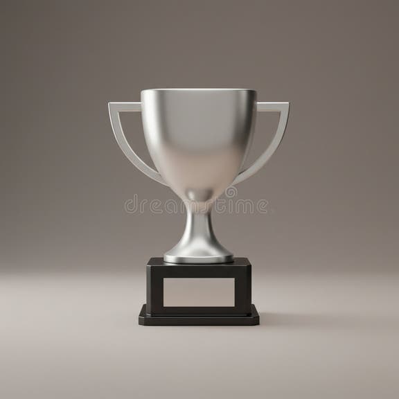 Silver Trophy with Two Side Handles, Elegantly Placed on a Rectangular ...