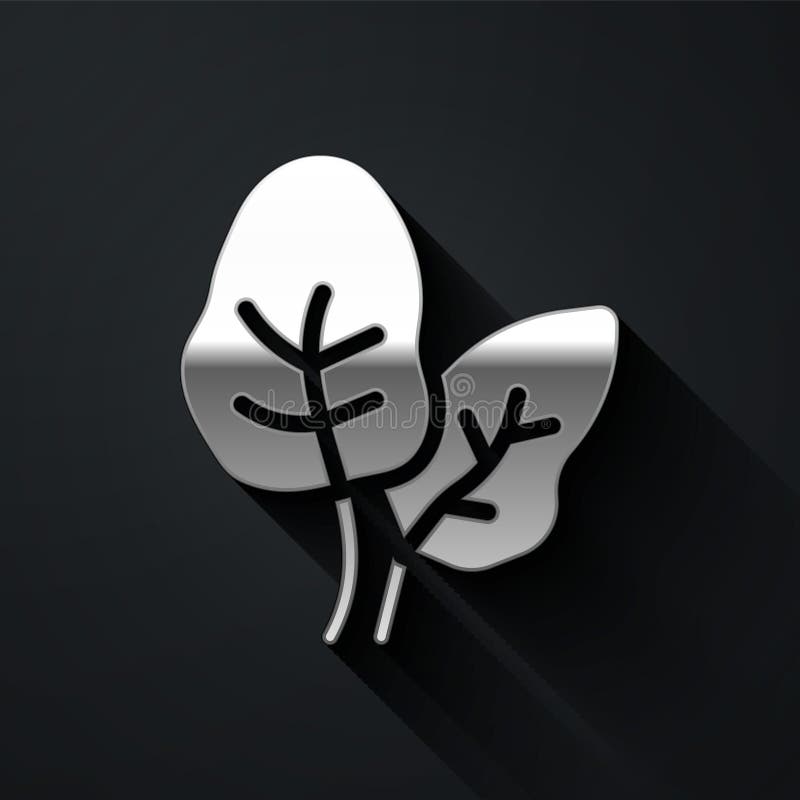 Silver Tropical Leaves of Palm Tree Icon Isolated on Black Background ...