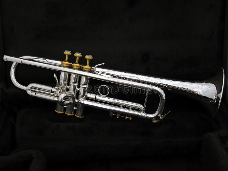 Silver trumpet stock photo. Image of details, instrument - 11372100