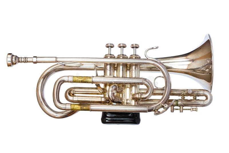 Silver Trumpet stock photo. Image of isolated, trumpet - 57485602