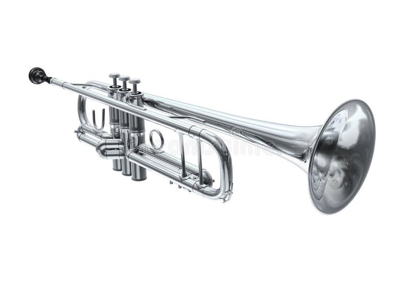 Silver Trumpet, Perspective View. Stock Image - Image of shiny, concert ...