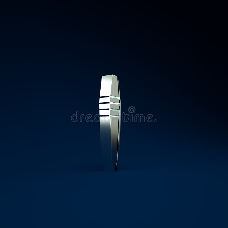Silver Tweezers Icon Isolated on Blue Background. Minimalism Concept ...
