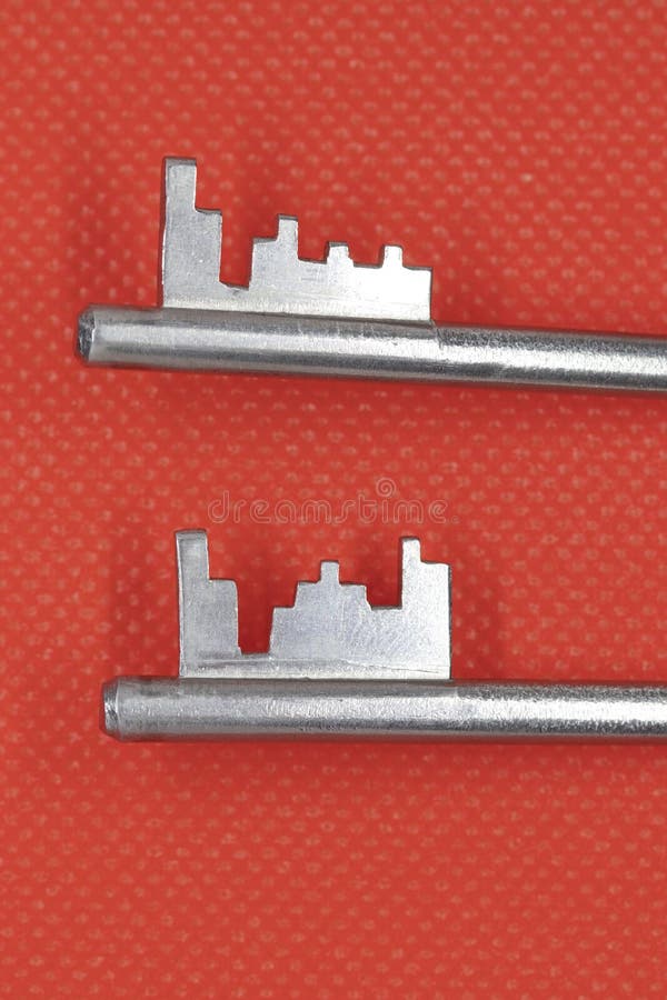 Silver Two Key Chain for Safe or Locker Stock Photo - Image of flat ...