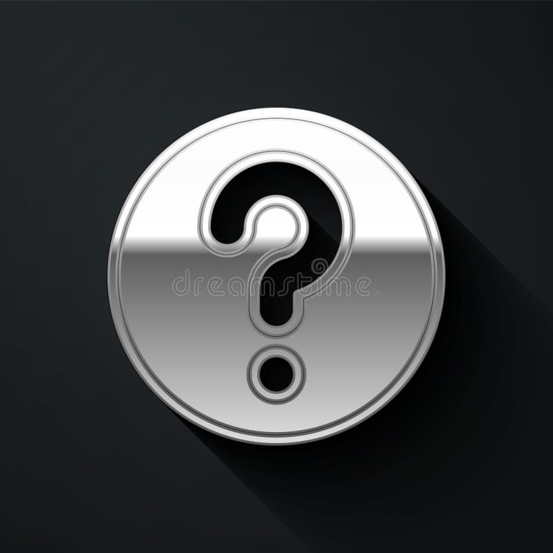 Silver Unknown Search Icon Isolated on Black Background. Magnifying ...