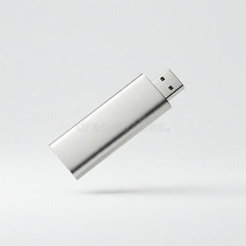 Silver USB-C flash drive stock image. Illustration of design - 379775957
