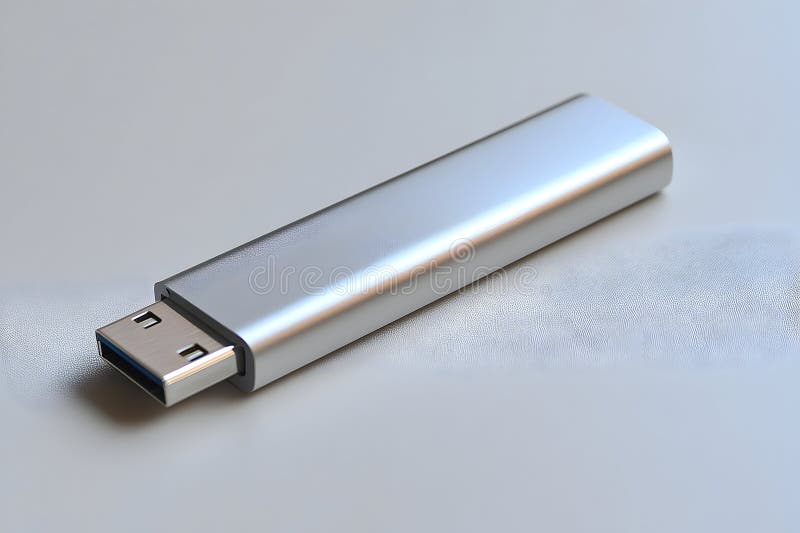 Sleek Silver USB Drive stock illustration. Illustration of silver ...