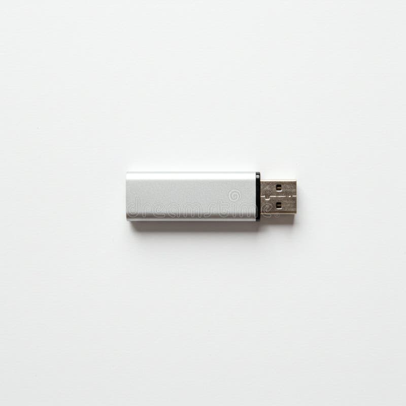 A Silver USB Flash Drive with a Rectangular Shape, Featuring a Metallic ...