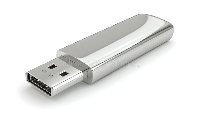 Sleek Silver USB Drive stock illustration. Illustration of small ...