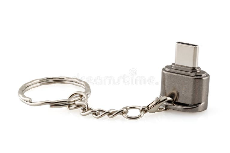 Silver USB Type-C Card Reader Isolated on White Background Stock Photo ...
