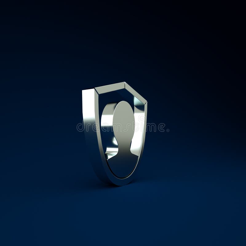Silver User Protection Icon Isolated on Blue Background. Secure User ...