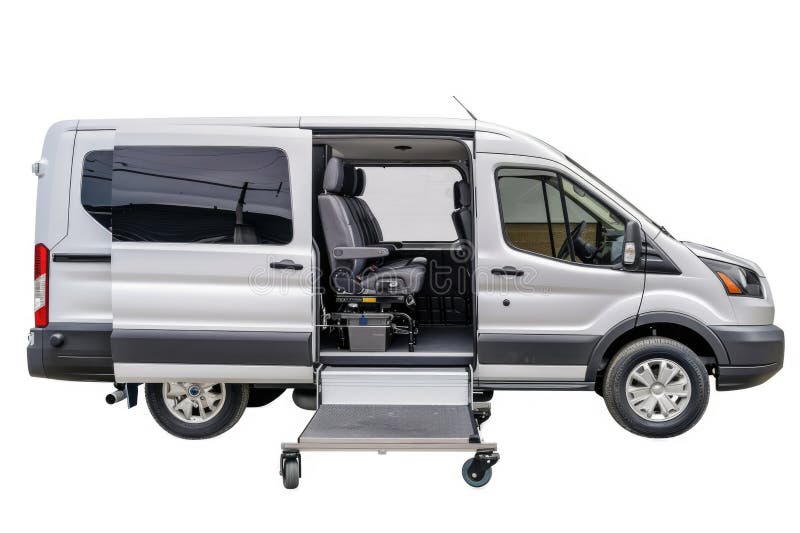 A Silver Van with Its Doors Open on a White Background, Great for ...