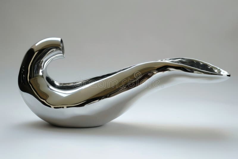A Silver Vase Featuring a Unique Curved Design on Its Surface, a ...