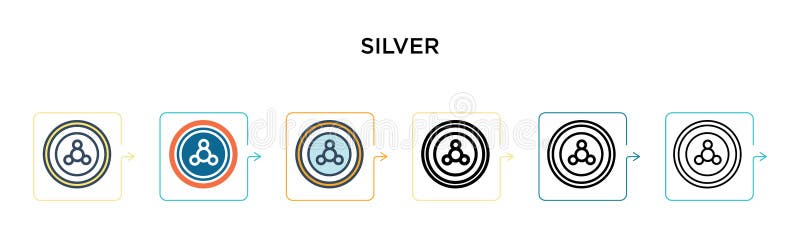 Silver Vector Icon in 6 Different Modern Styles. Black, Two Colored ...