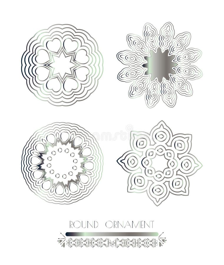 Silver Vector Ornament on White Background. Stock Vector - Illustration ...