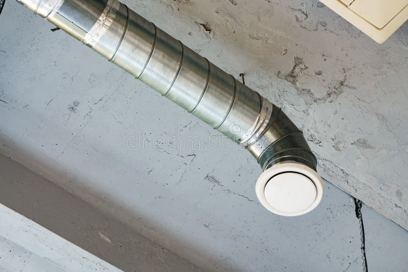 Silver Ventilation Pipes Hanging from the Ceiling Inside the Building ...