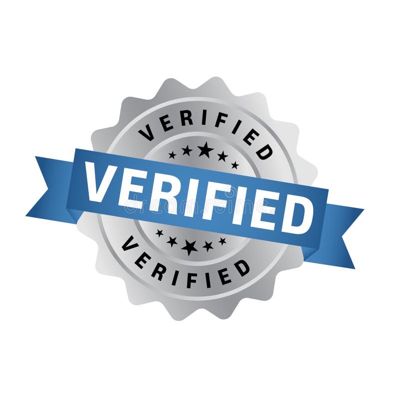 Silver Verified Stamp. Verified Round Sign with Ribbon Stock ...