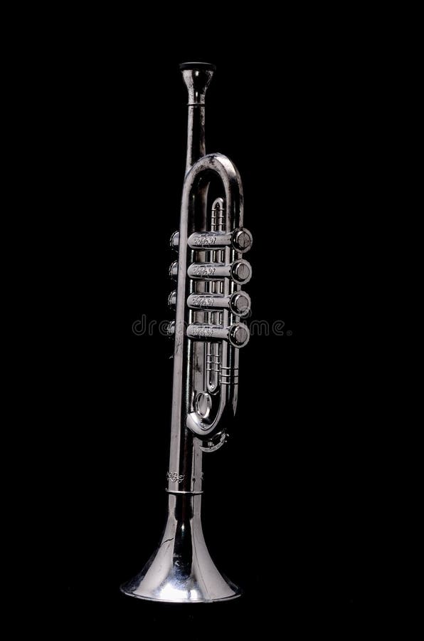 Silver Vintage Toy Trumpet stock image. Image of copy - 56647707