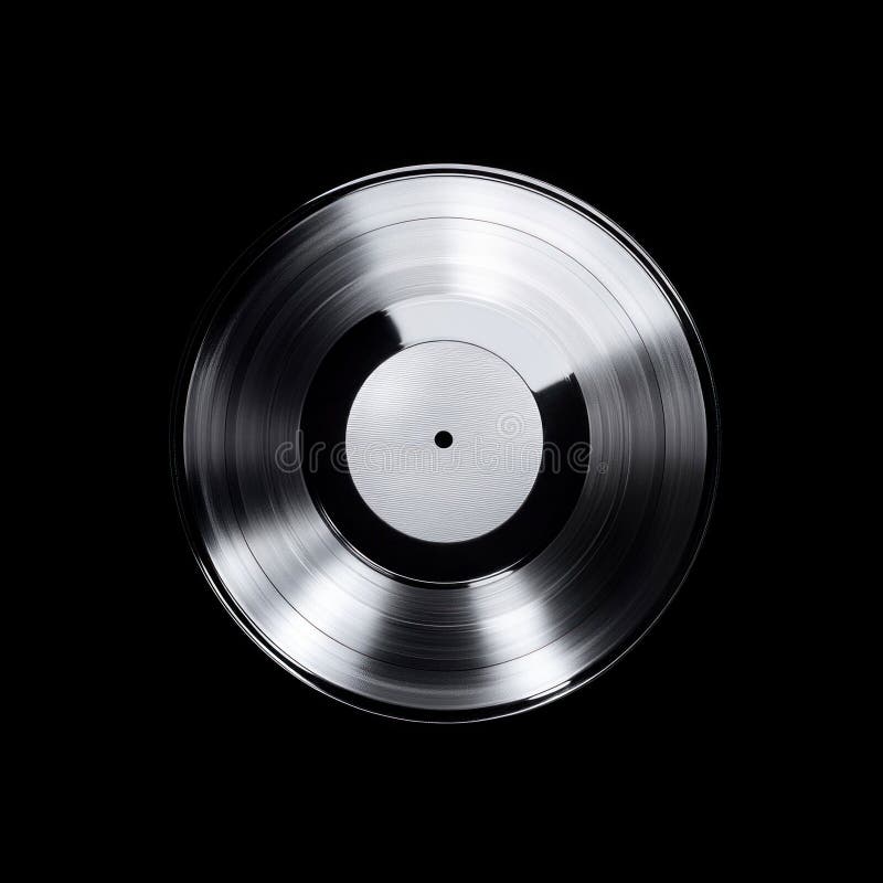 Silver Vinyl Record on Black Background Stock Illustration ...