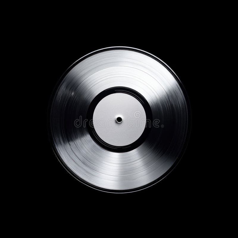 Silver Vinyl Record on Black Background Stock Illustration ...